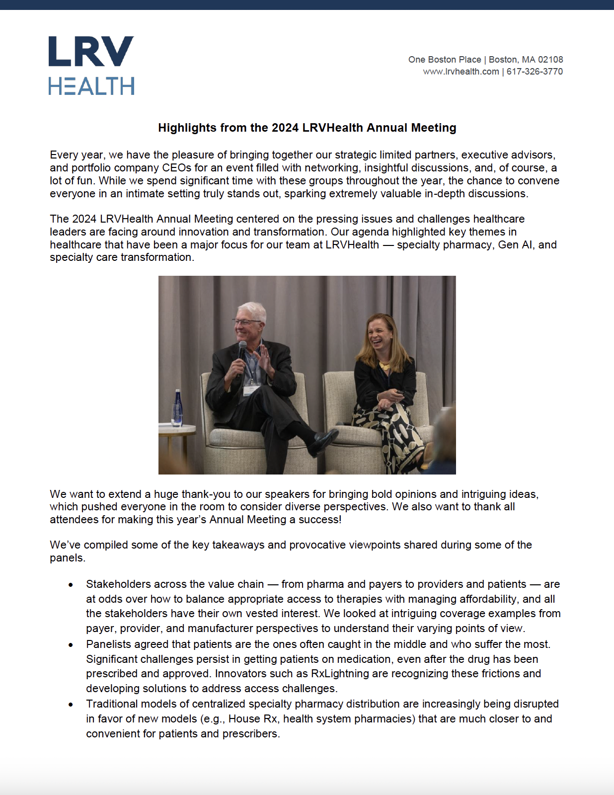 Highlights from the 2024 LRVHealth Annual Meeting - LRVHealth