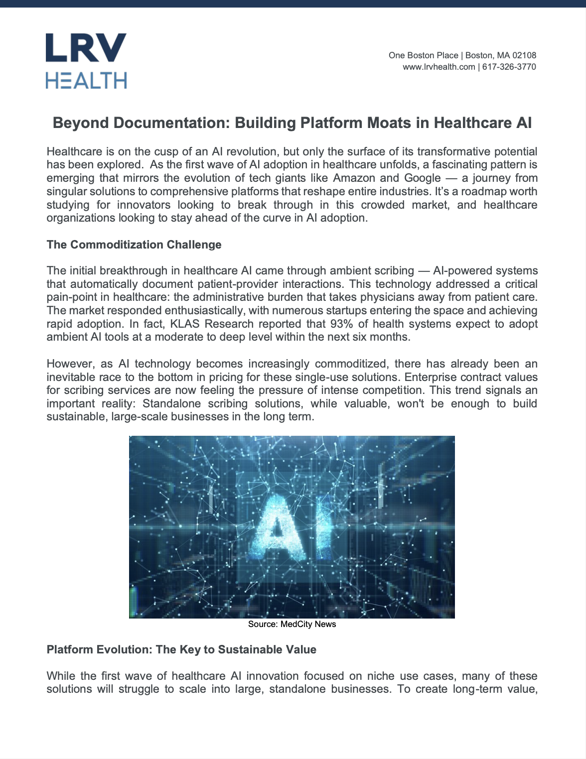Beyond Documentation: Building Platform Moats in Healthcare AI - LRVHealth